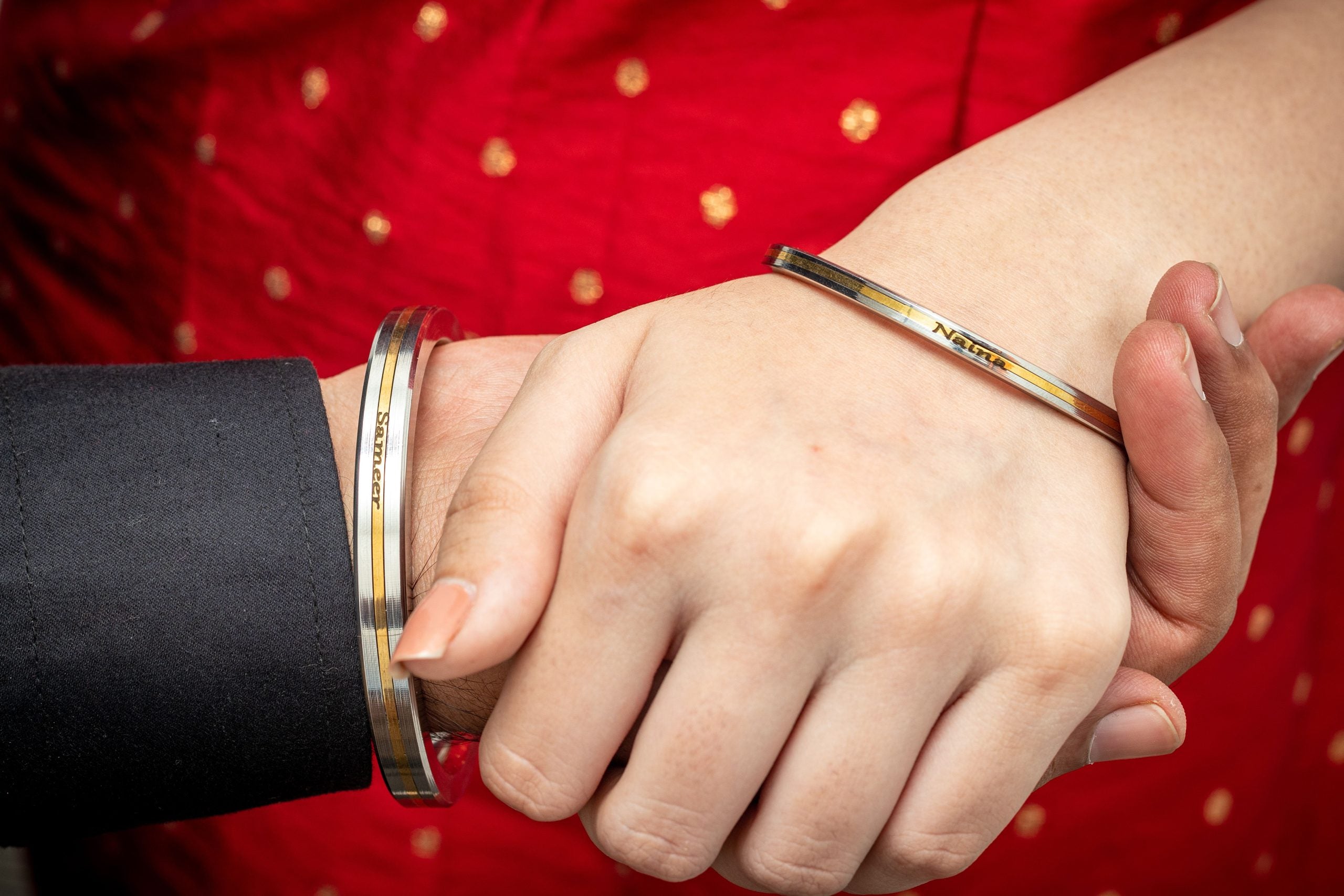 Couple Customised Stainless Steel & Brass Kadas by Punjabi Swagg – My Store